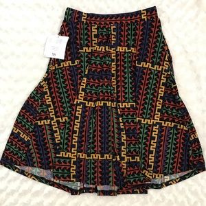 LuLaRoe | Skirts | Lularoe Xs Madison Skirt Purple Green Black Print ...